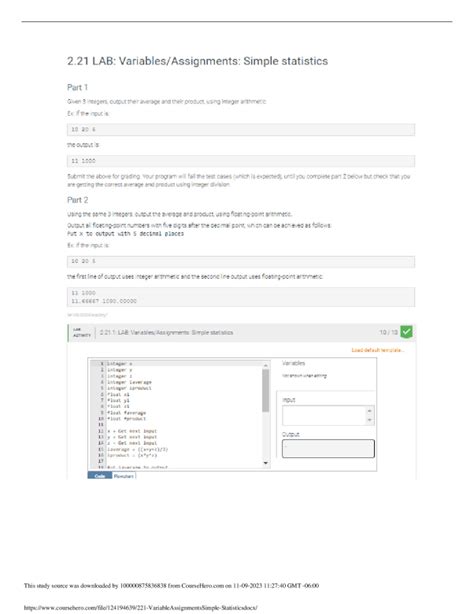 221 Variableassignmentssimple Statistics