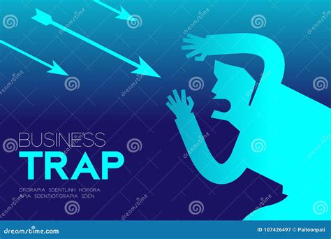 Business Trap Design Horizontal Set Businessman Trapped By Arrow Stock