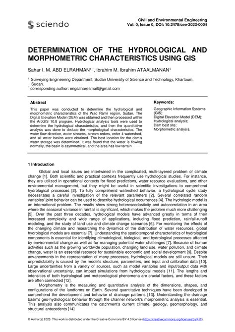Pdf Determination Of The Hydrological And Morphometric Characteristics Using Gis