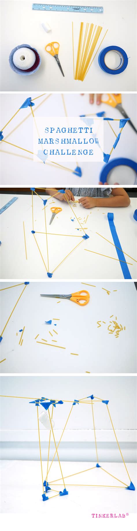 Spaghetti Tower Marshmallow Challenge TinkerLab