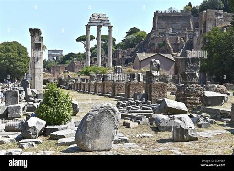 Area Of The Basilica Julia Rubble Field Stock Photo Alamy