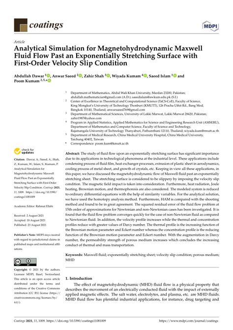 Pdf Analytical Simulation For Magnetohydrodynamic Maxwell Fluid Flow