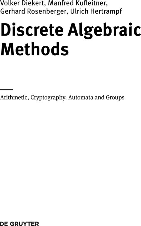 Title Page Discrete Algebraic Methods Book