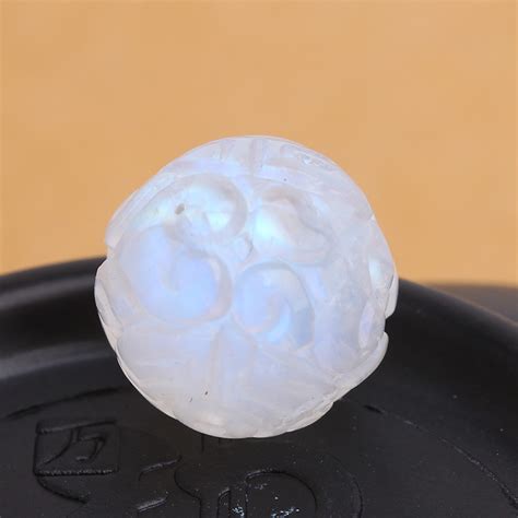 月光石回纹珠蓝月光石散珠圆珠单珠精工雕刻彩光强多宝配珠虎窝淘