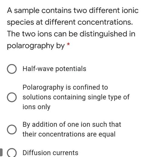 Answered A Sample Contains Two Different Ionic Species At Different