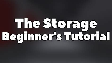 The Storage Beginners Guide Youtube