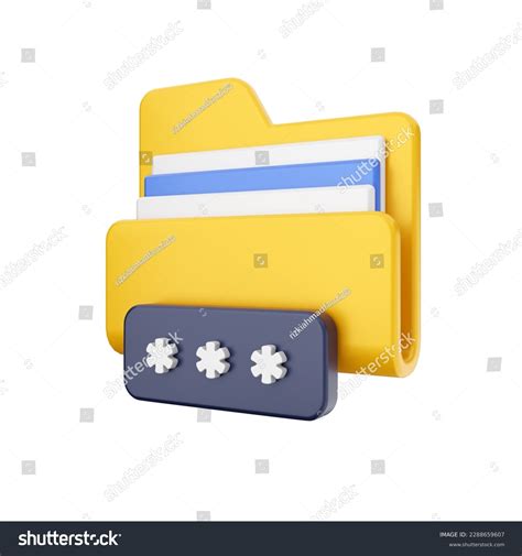 3d Password Folder Icon Illustration Render Stock Illustration