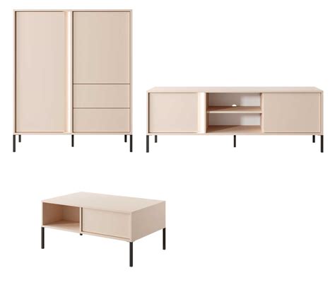 Wohnzimmer Set Wohnwand Dast 3 Teilig Beige