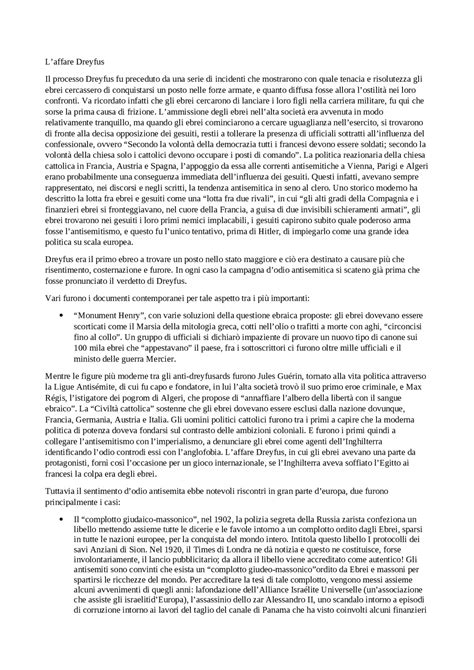Riassunto Sullaffare Dreyfus Docsity
