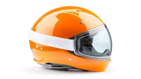 Orange Motorcycle Helmet Isolated On White Background Stock