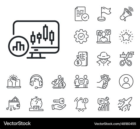 Candlestick Chart Line Icon Analytics Graph Sign Royalty Free Vector