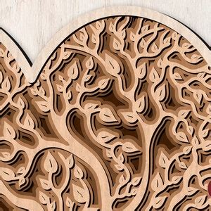 Tree Of Life Layered SVG Heart SVG Cut File D Layer Tree Of Life Mandala SVG Paper Cutting