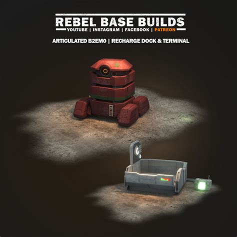 3d Printed Red Droid With Docking Station Ib3d