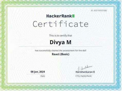 Hackerrank React Divya M