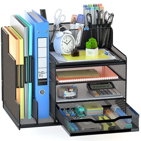 Medicine Drawer Organizer Wood Desk Organizer With Drawers 4 Tier Mesh