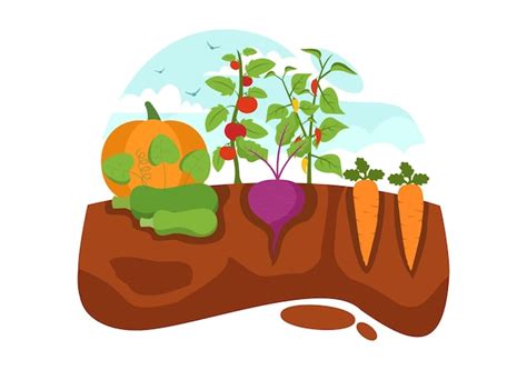 Premium Vector Growing Vegetables Vector Illustration With Farming