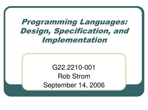 Ppt Programming Languages Design Specification And Implementation