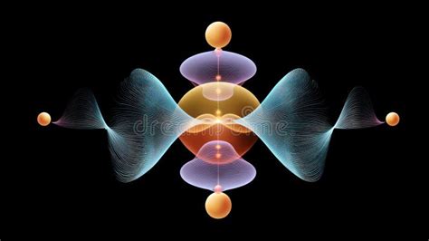 Symmetrical Atomic Energy Field With Glowing Orbiting Wave Patterns