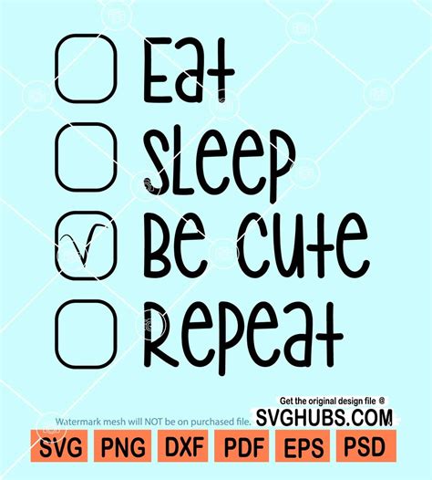 Eat Sleep Be Cute Repeat Svg Newborn Svg Instant Download☪