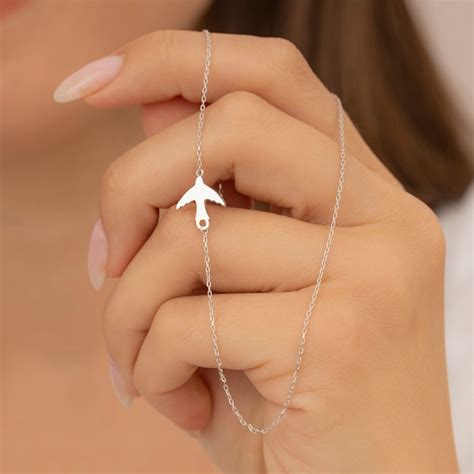 Silver Bird Necklace Etsy