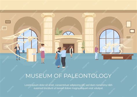Premium Vector Museum Of Paleontology Poster Flat Template Fossils