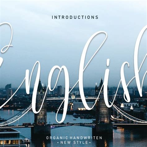 English Script Font London Bridge And River Thames