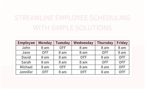 Streamline Employee Scheduling With Simple Solutions Excel Template And