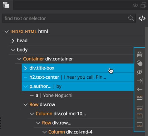 The Tree Panel Pinegrow Web Editor