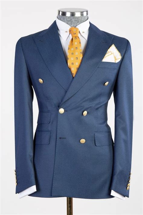 Morgan Latest Design Navy Peaked Lapel Double Breasted Bespoke Men