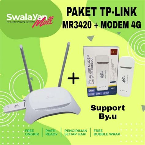 Jual Paket Hotspot Tp Link Mr3420 And Modem Wingle 4g Lte Usb Modem Di Seller New Vision Pondok