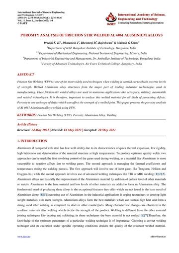 1 Ijget Porosity Analysis Of Friction Stir Welded Al 6061 Aluminium Alloys Free Download