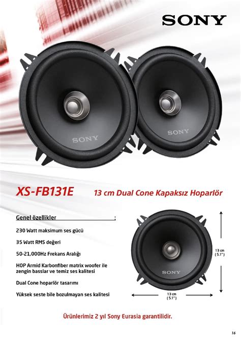 Sony XS-FB131E Kapaksız 13 cm Dual Cone Hoparlör Fiyatı