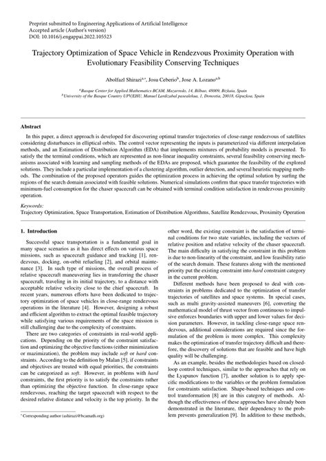Pdf Trajectory Optimization Of Space Vehicle In Rendezvous Proximity