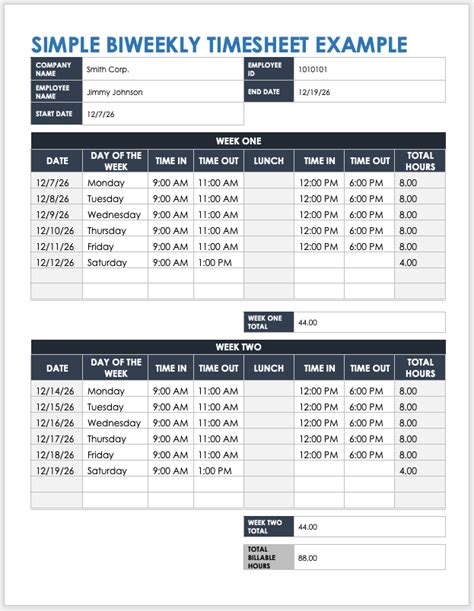 Free Microsoft Word Timesheet Templates Smartsheet