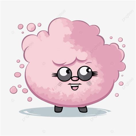 Powder Puff Vector Sticker Clipart Cute Pink Puffy Cloud Cartoon