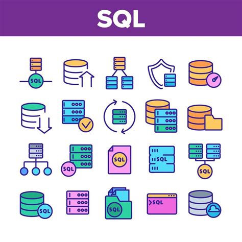 Sql Database Collection Elements Icons Set Vector 9857699 Vector Art At