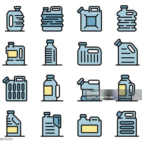罐圖示設置向量平面向量圖形及更多加侖圖片 加侖 汽油罐 俄羅斯 Istock