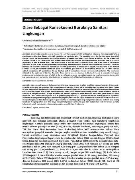 Ummy Maisarah Rasyidah Diare Sebagai Konsekuensi Buruknya Sanitasi