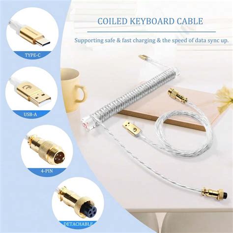C Coiled Keyboard Cable Custom Usb C Cable For Mechanical Keyboard Double Sleeved Tpu Spring