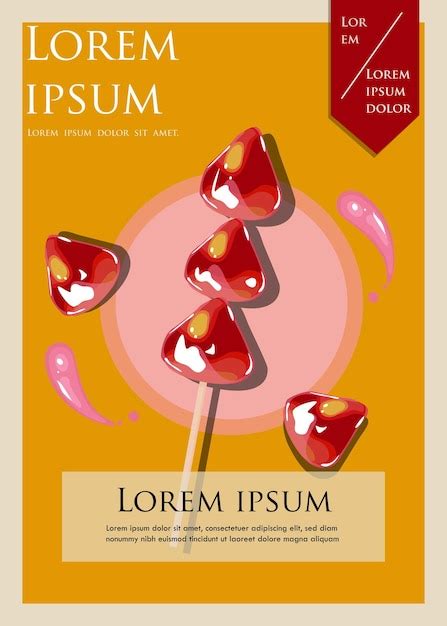 Premium Vector Tanghulu Fruit Candy Poster Illustration
