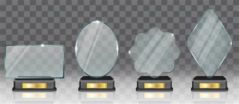 Premium Vector Acrylic Glass Trophy Award Set Vector Prize Design