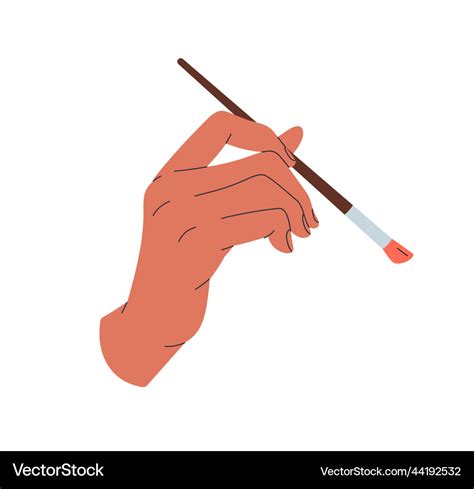 Brush In Hand Painters Arm Holding Paintbrush Vector Image