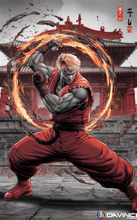 Ken Masters In Fiery Action Davinci Ai Ai Image Generator Create