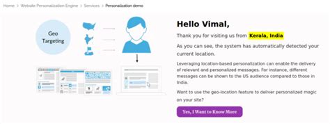 website personalization demo geo specific solutions