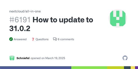 How To Update To 3102 · Nextcloud All In One · Discussion 6191 · Github