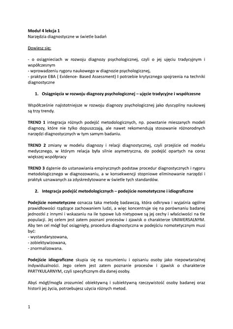 moduŁ 4 lekcja 1 moduł 4 lekcja 1 narzędzia diagnostyczne w świetle