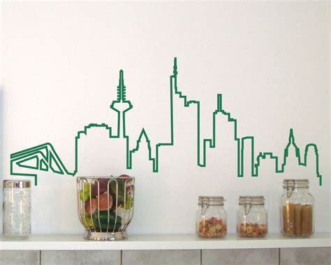 Frankfurt Skyline Silhouette Wandtattoo Kontur Skyline U
