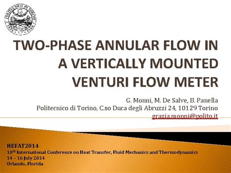 Twophase Annular Flow In A Vertically Mounted Venturi