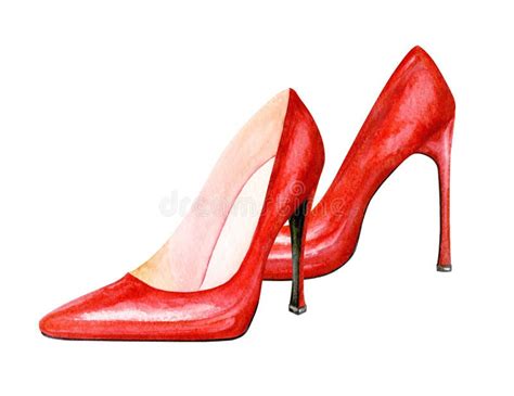 Chaussures De Rouge De Talon Haut Illustration D Aquarelle Illustration Stock Illustration Du