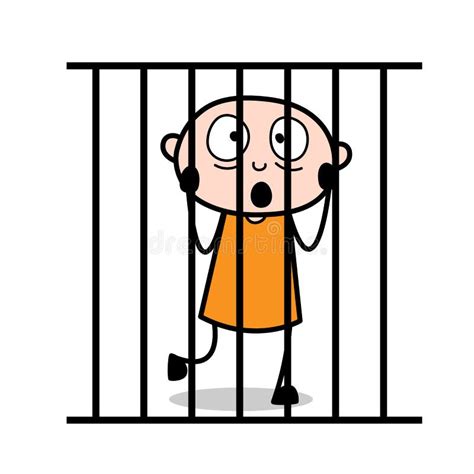 Scared Prisoner Face Expression In Prison Stock Illustration